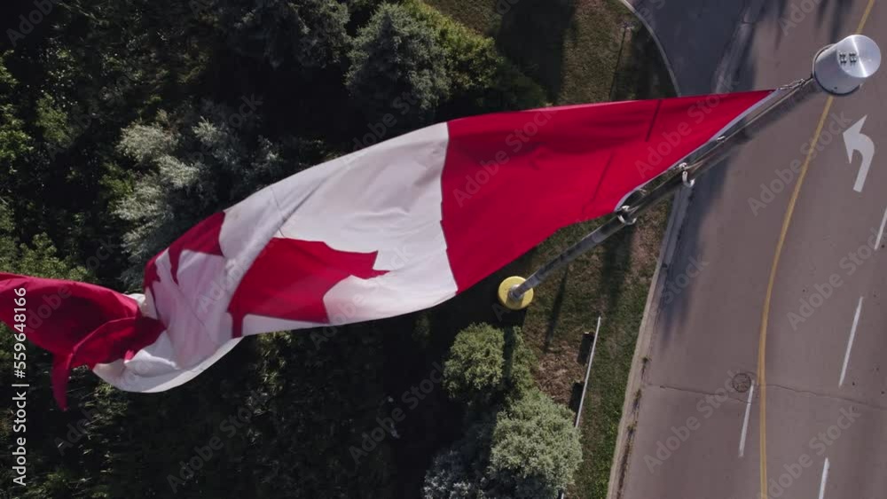 Canadian flag slow motion at mast. National Flag of Canada. Celebration ...