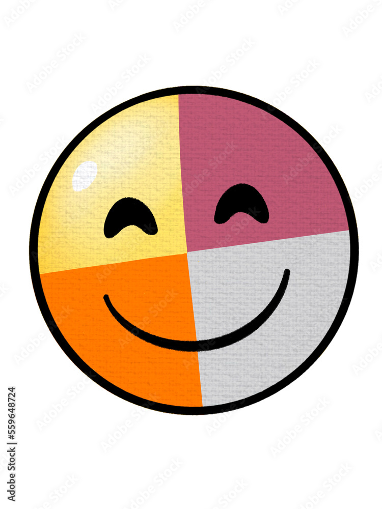 round cartoon face and various shapes show facial expressions and ...
