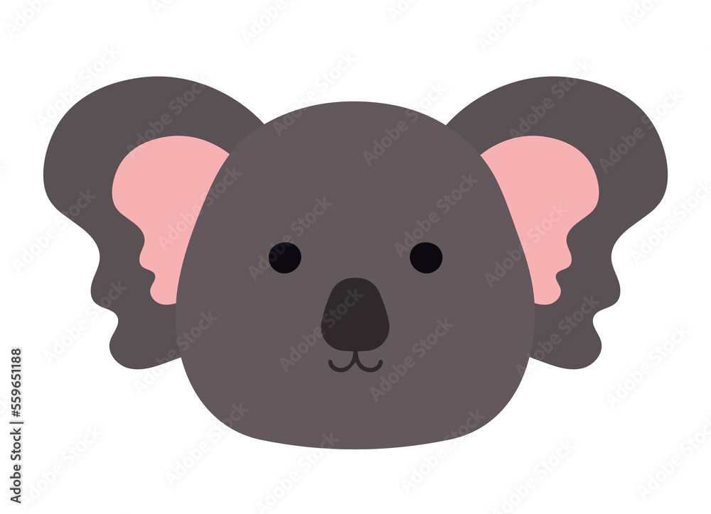Cute Koala Face Wild Animal Character in Animated Cartoon Vector ...