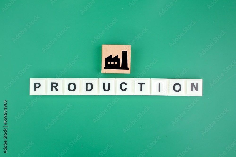 letters of the alphabet with the word production. manufacturing concept ...