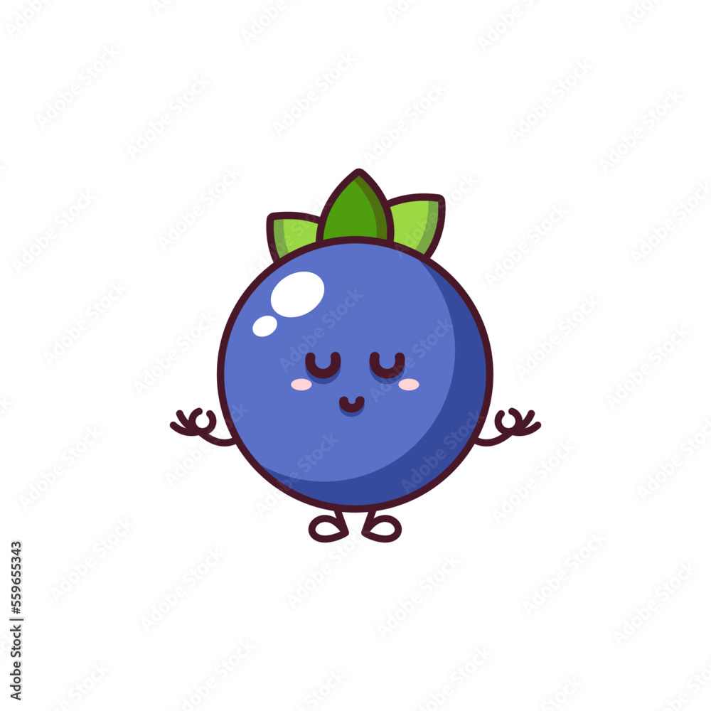 Cute happy smile funny blueberry. Vector flat line cartoon kawaii face ...
