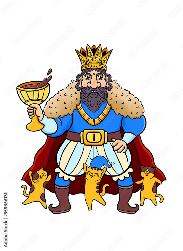 King with dance cat cartoon Stock Illustration | Adobe Stock