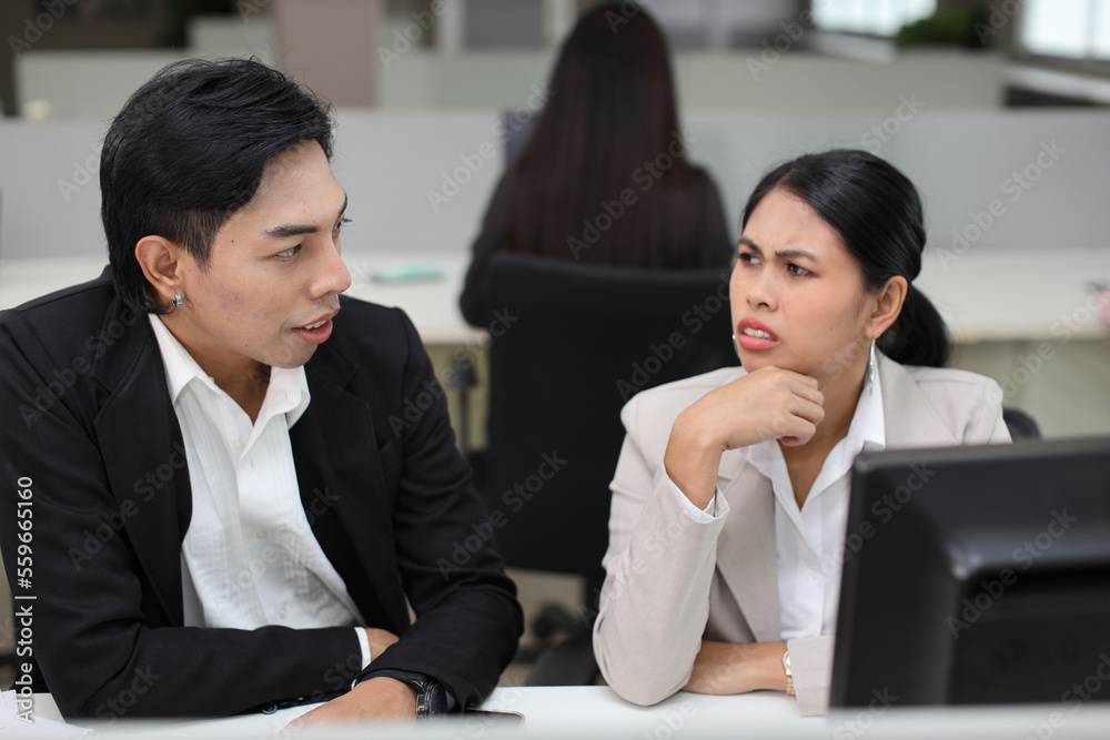 Business people gossiper group whispering or sharing rumor about their ...