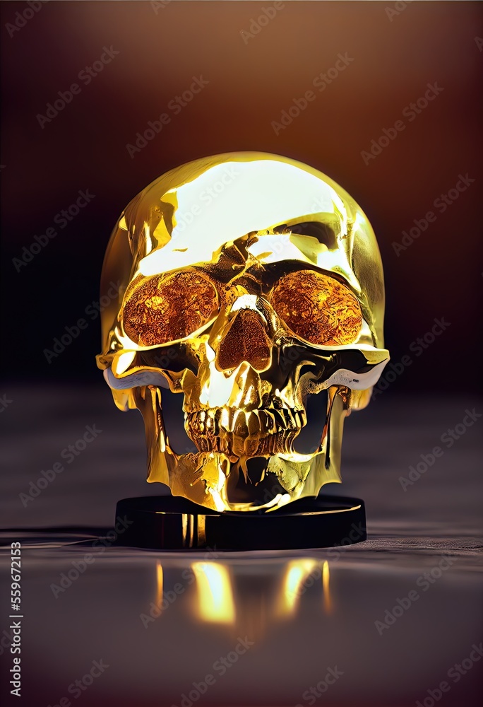 Golden Skull - Human skull made out of 24 karat gold with 3D shading ...