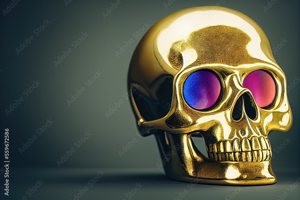 Golden Skull - Human skull made out of 24 karat gold with 3D shading ...