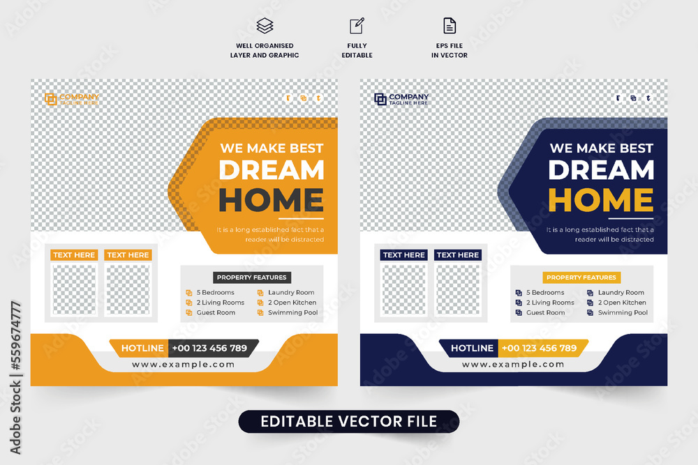 Modern home making business advertisement poster design with photo ...