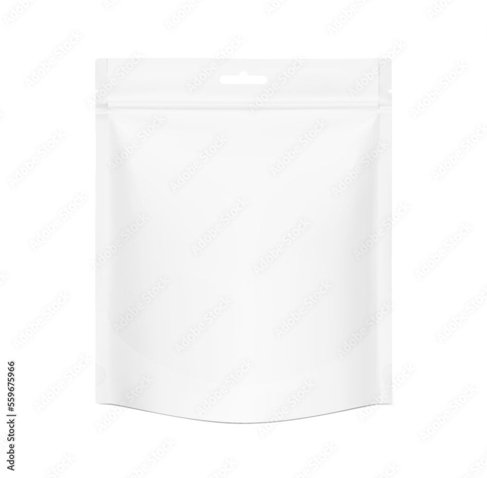 Blank stand up pouch bag with zipper mockup. Vector illustration ...