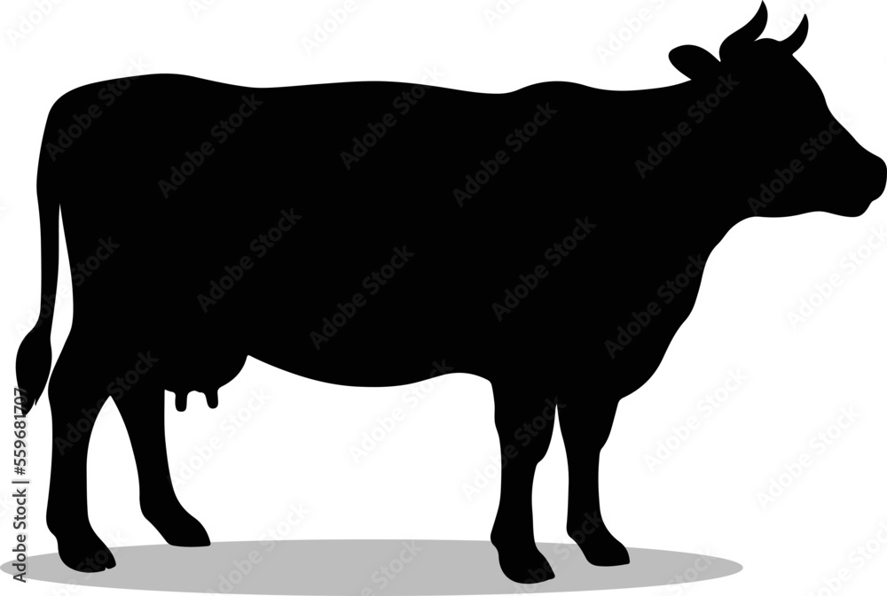 Vetor de Cows Silhouette, cute Cows Vector Silhouette, Cute Cows ...
