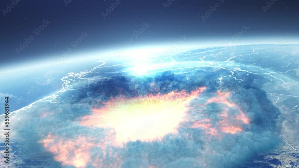 Massive explosion with large shockwave on earth from outer space ...