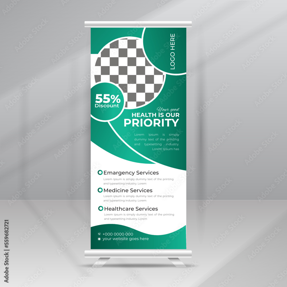 Modern Healthcare and medical roll up and standee banner, Creative ...