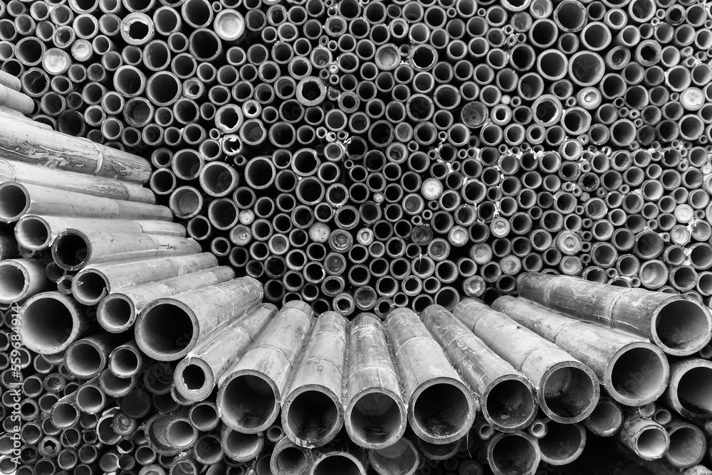Photo & Art Print Pile of bamboo pole used in construction industry ...