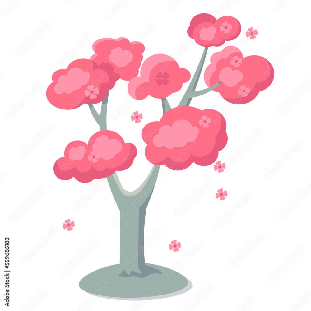 Tree with Flowers in Spring. Vector illustration, isolated on white ...