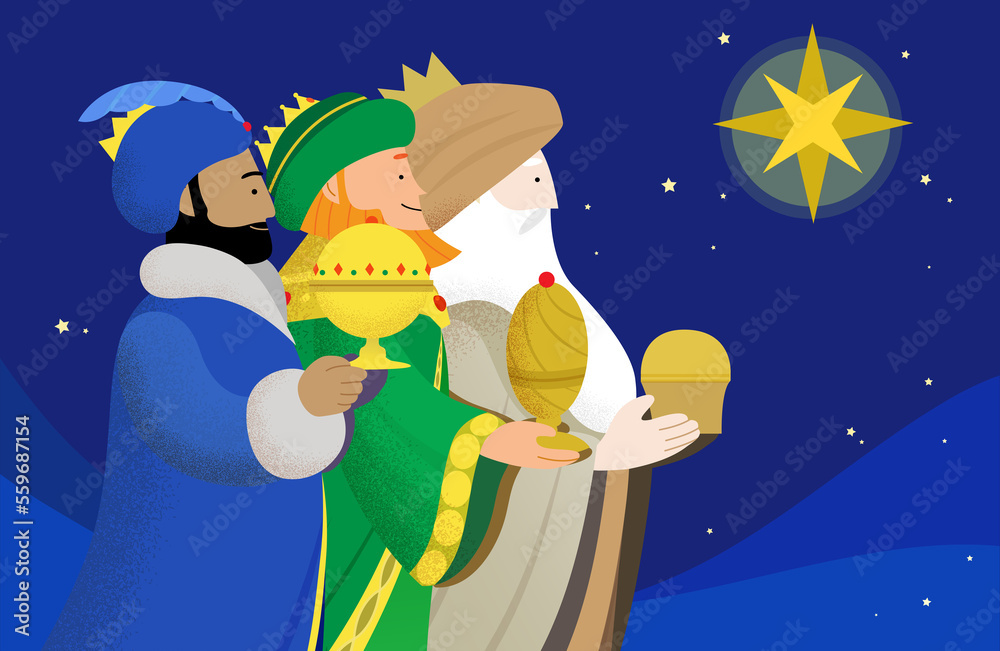 Celebration of Epiphany illusration. The Three Wise Men or the Three ...