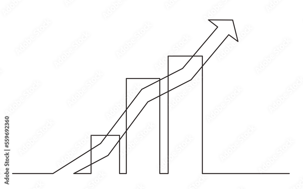 continuous line drawing business increasing graph PNG image with ...