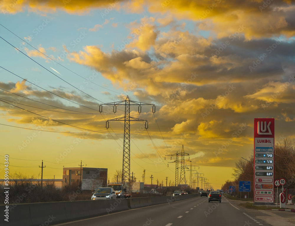 Lukoil logo in Romania. photo taken in January 2023. Stock Photo ...