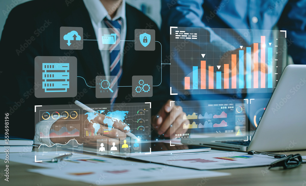 Foto de Data Management System (DMS) and Business Analytics Concept ...
