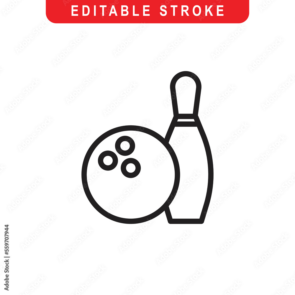 Bowling Outline Icon. Bowling Line Art Logo. Vector Illustration ...