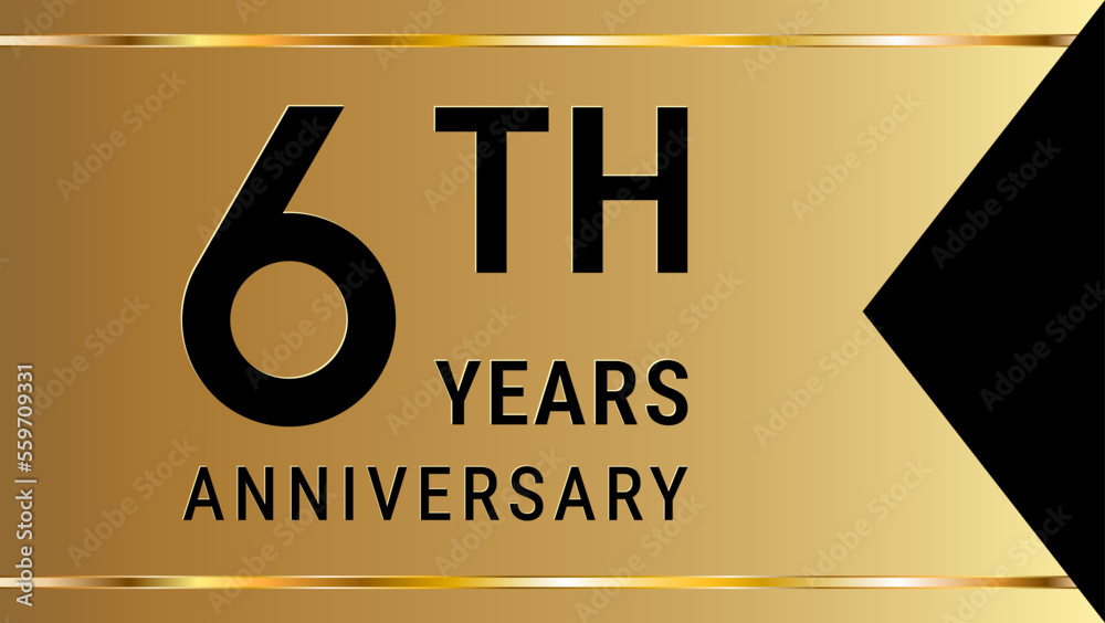 6th Anniversary. Anniversary template design with golden text and ...