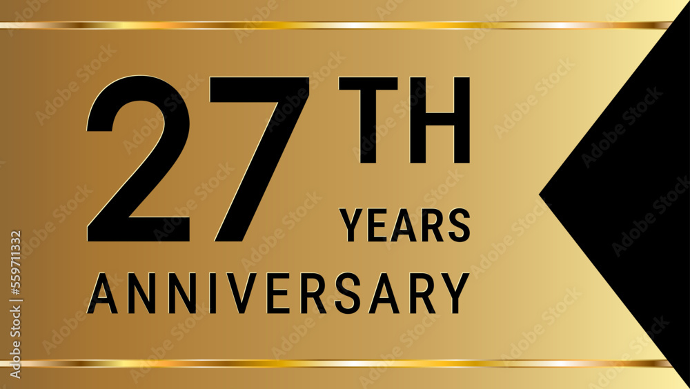 27th Anniversary. Anniversary template design with golden text and ...
