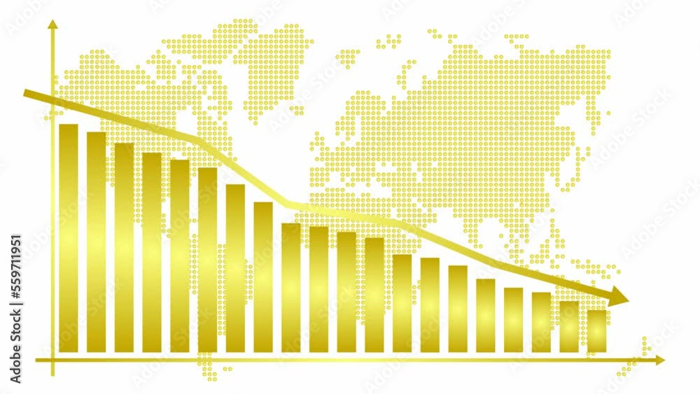 Animated chart of financial decline with a trend line chart. Recession ...