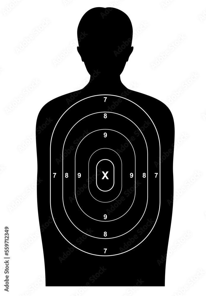Human shot target, gun bullet silhouette man, vector shooting range ...