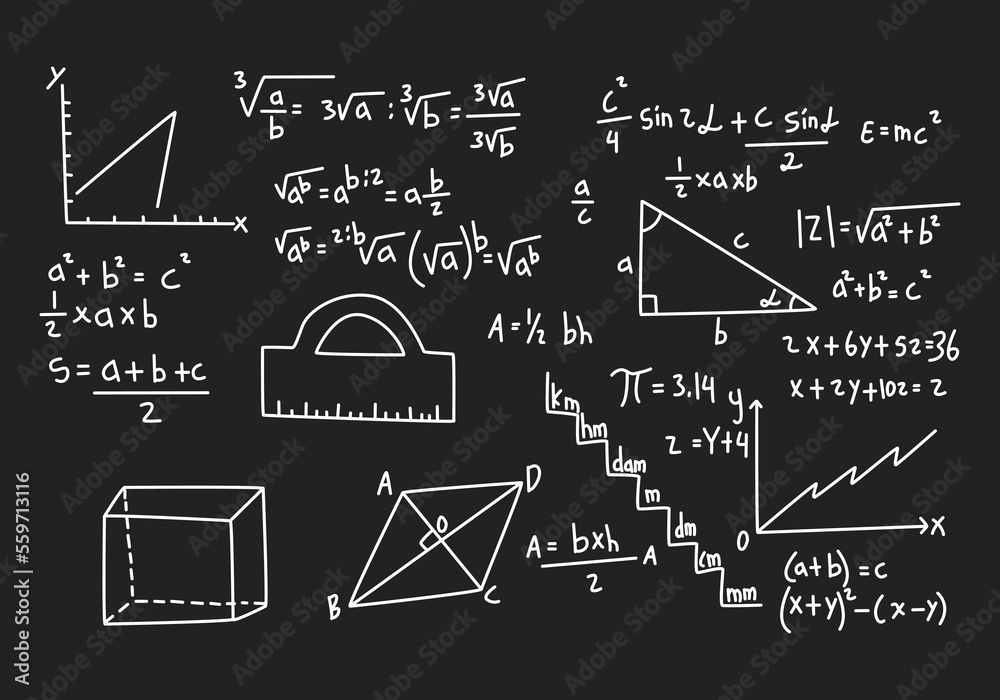 Vector realistic math chalkboard background illustration Stock Vector ...