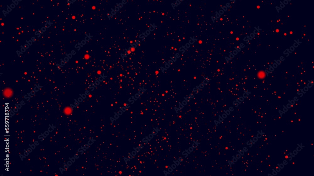 Random movement of 4k motion graphics points. Red dots on a black ...
