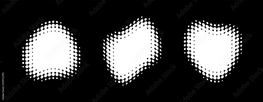 Set of white halftone dots curved gradient pattern texture background ...