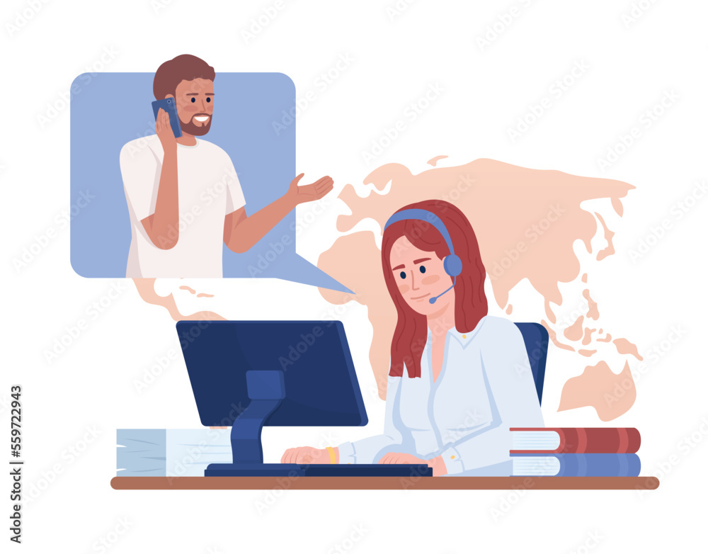 Customer satisfaction survey 2D vector isolated illustration. Client ...