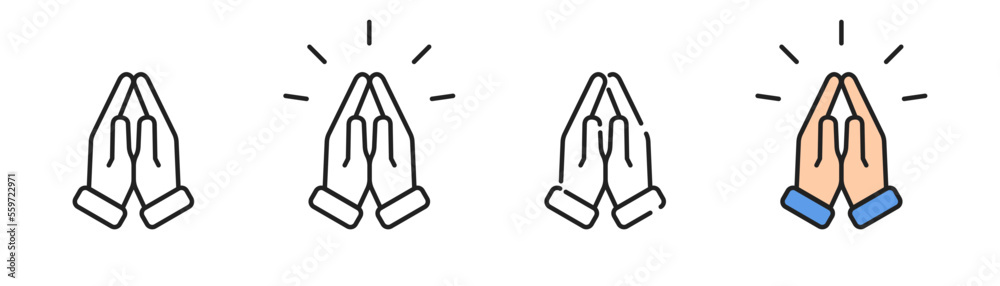 Pray hands. Two hands placed together symbol. Vector illustration ...