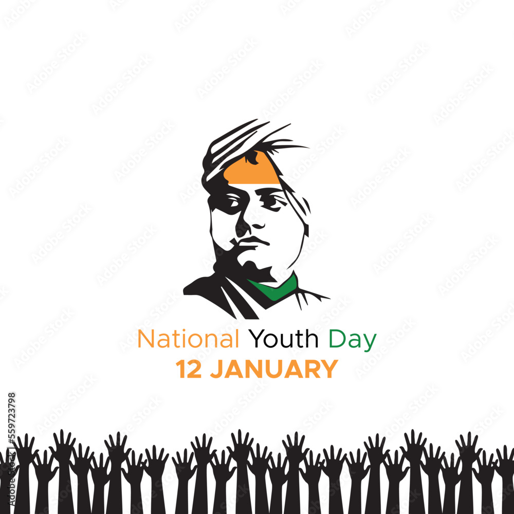 Indian Youth Day Swami Vivekananad vector illustration 12 January Stock ...