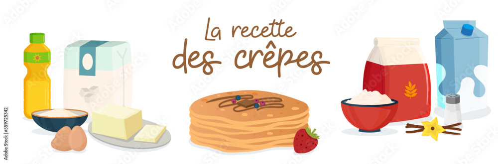 Bannière - La recette des crêpes - Titre et illustrations autour des ...