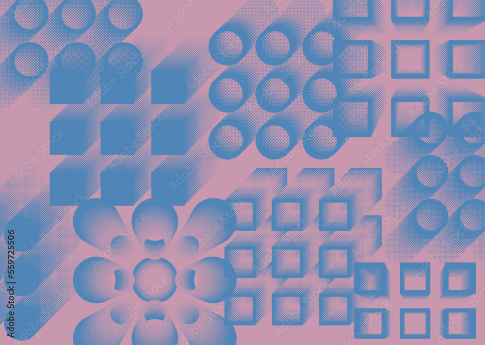 Aesthetic dotted design element. Duo tone poster . Modern art .Abstract ...