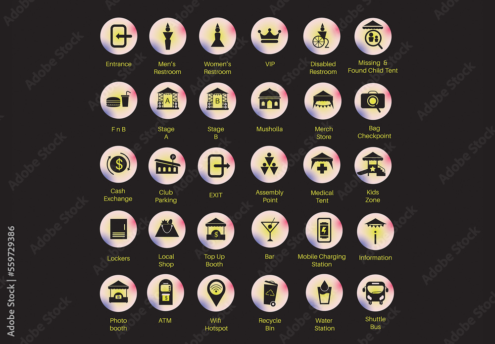 Black Gradient Wayfinding Festival Asset Illustration Stock Template ...