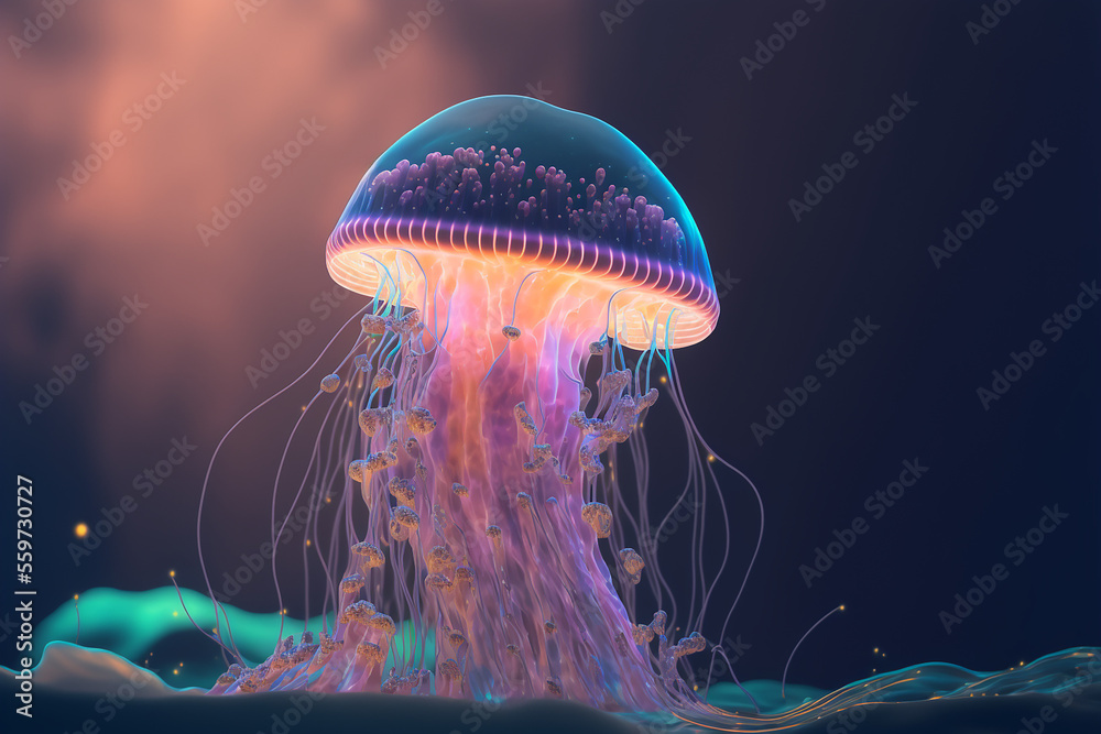 An extremely sharp and detailed portrait of jellyfish macro. Generative ...