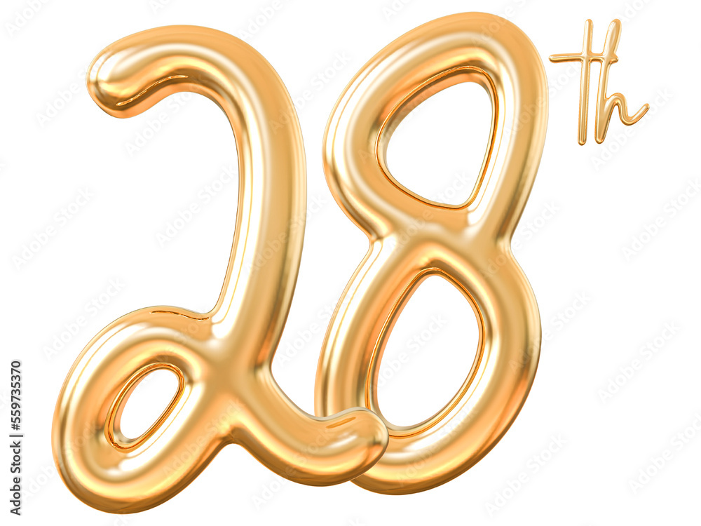 Anniversary 28th 3d gold number with generative AI Stock Illustration ...
