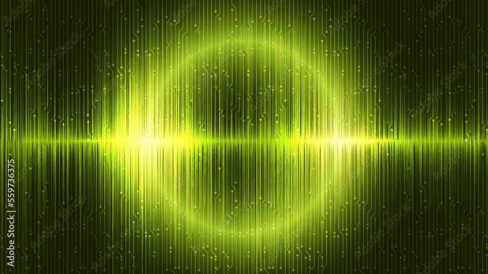 Light Green Sound Wave on Black Background,technology and earthquake ...