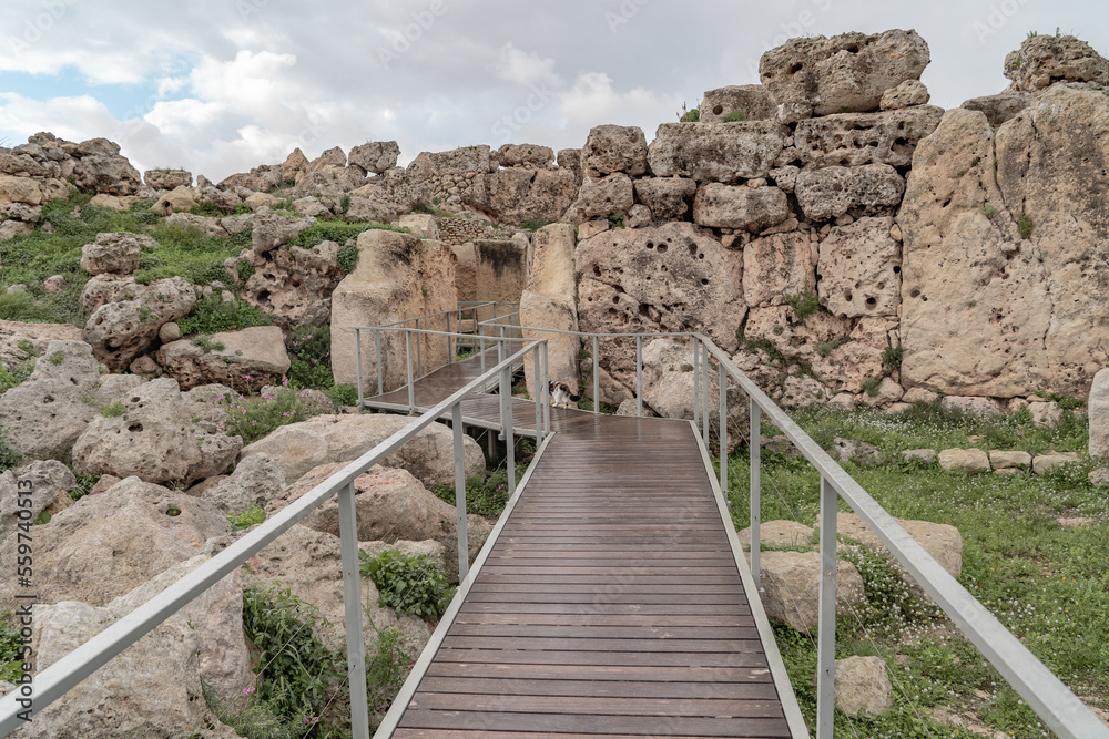 Poster Ggantija is an archaeological site with beautiful historic ...