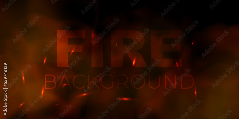 Fire background. Realistic fire flames background .Flying fire sparks ...