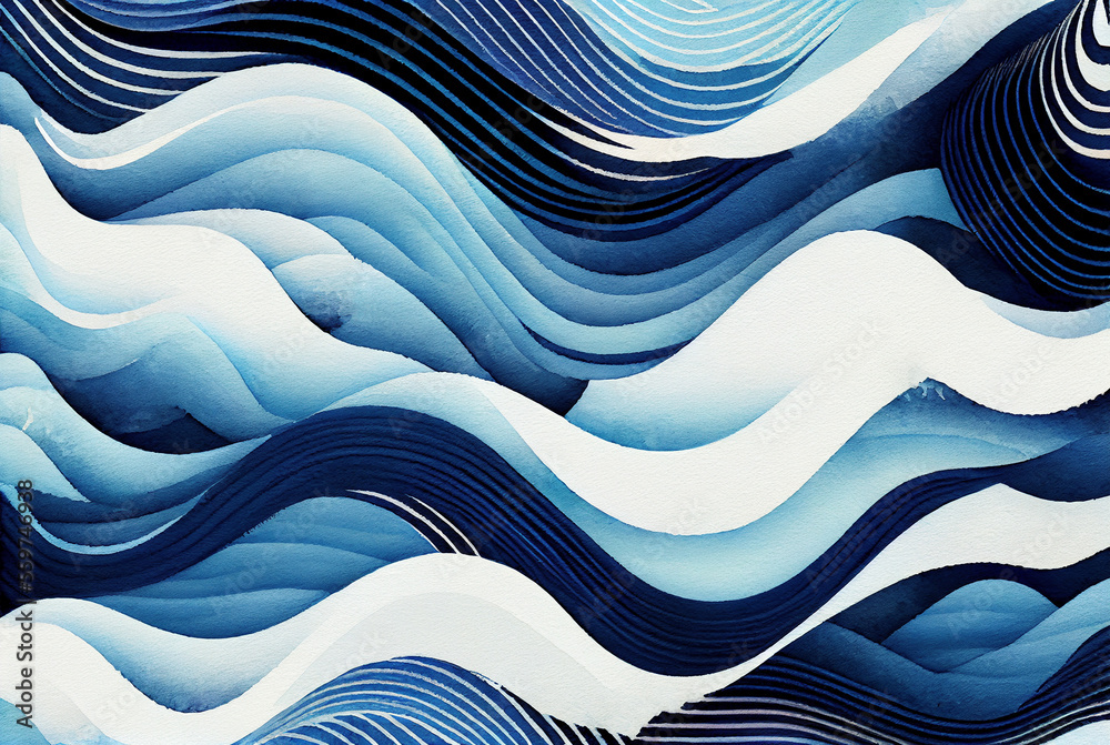 Deep blue sea water waves gradient lines abstract pattern background ...