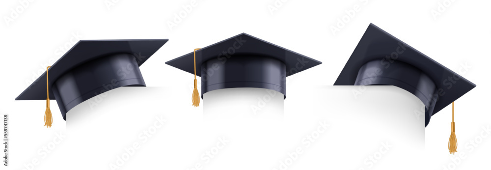 Graduation cap corner. Graduate student hat border template for ...