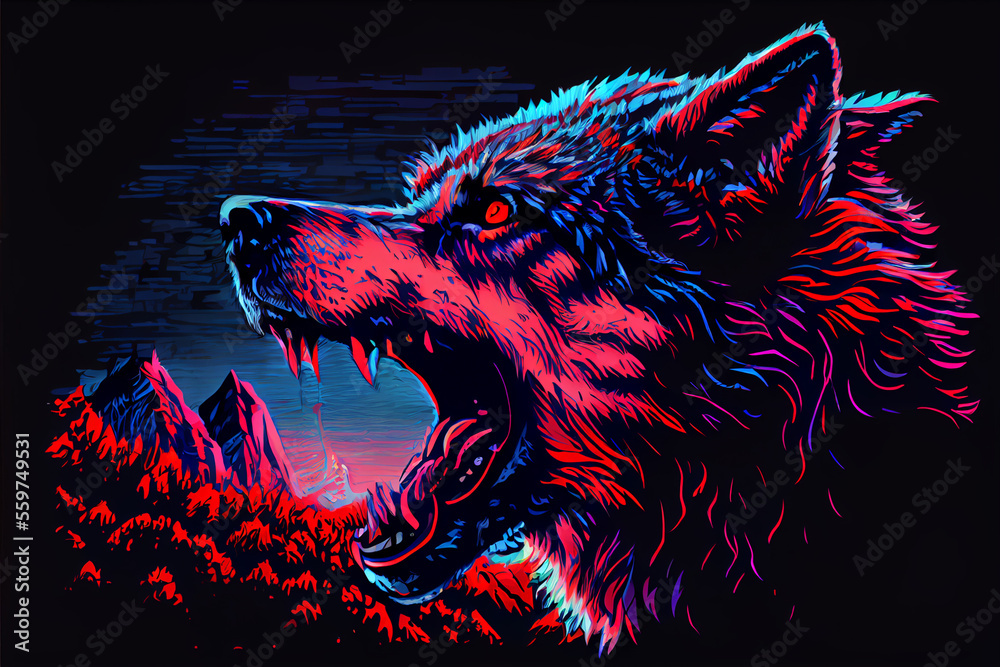 An illustration of howling wolf Stock Illustration | Adobe Stock
