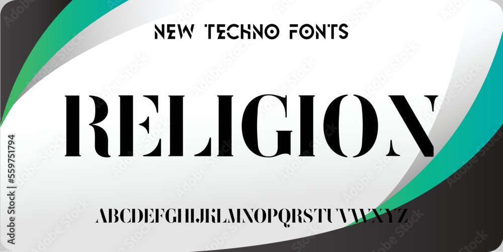 RELIGION Elegant alphabet letters and number. Fashion classic minimal ...