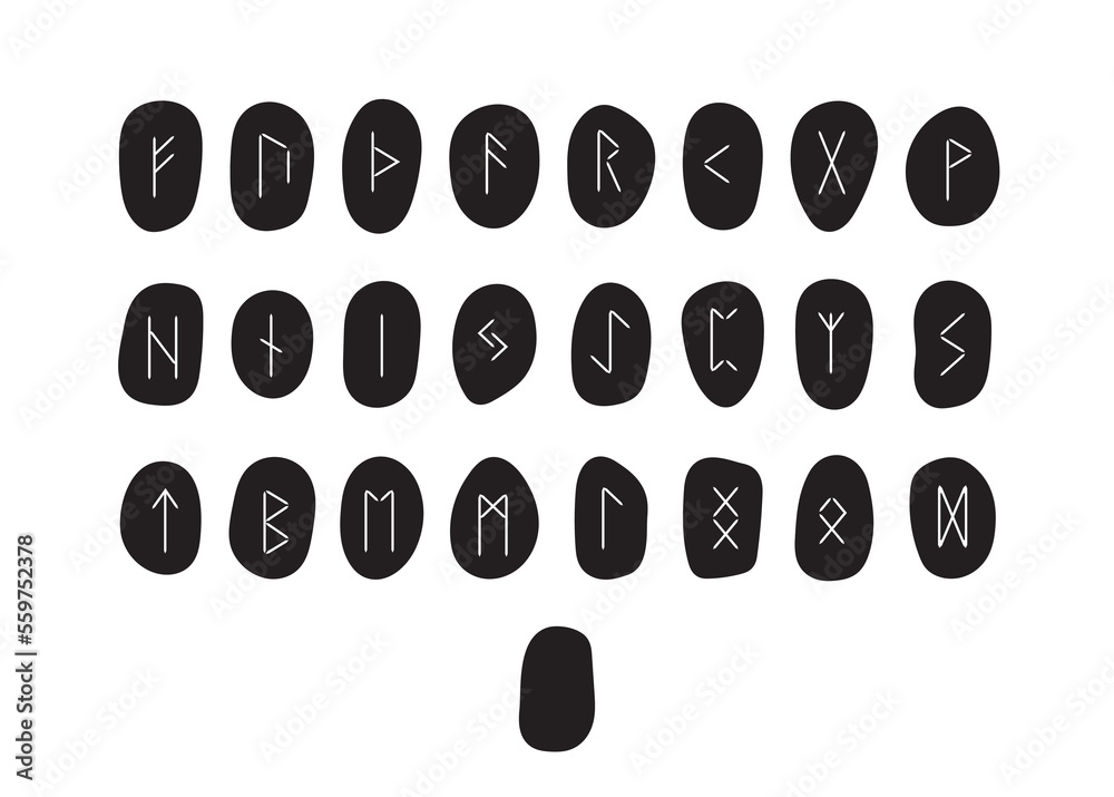 Scandinavian runes full collection of Elder Futhark including empty ...