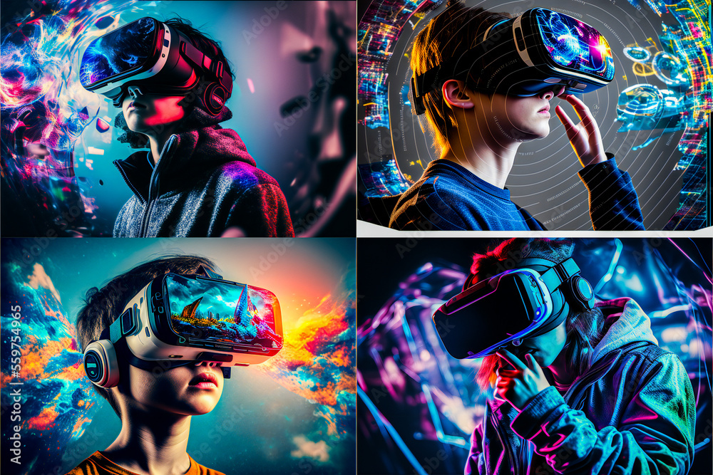 computer generated Boy in Metaverse with VR glass- created by ai ...