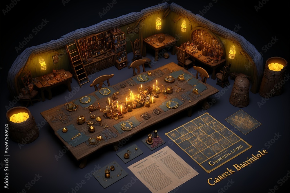 Fantasy tavern tabletop board game miniature diorama design assets ...