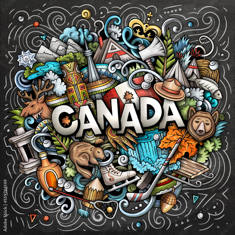 Canada cartoon doodle illustration. Funny Canadian design Stock Vector ...