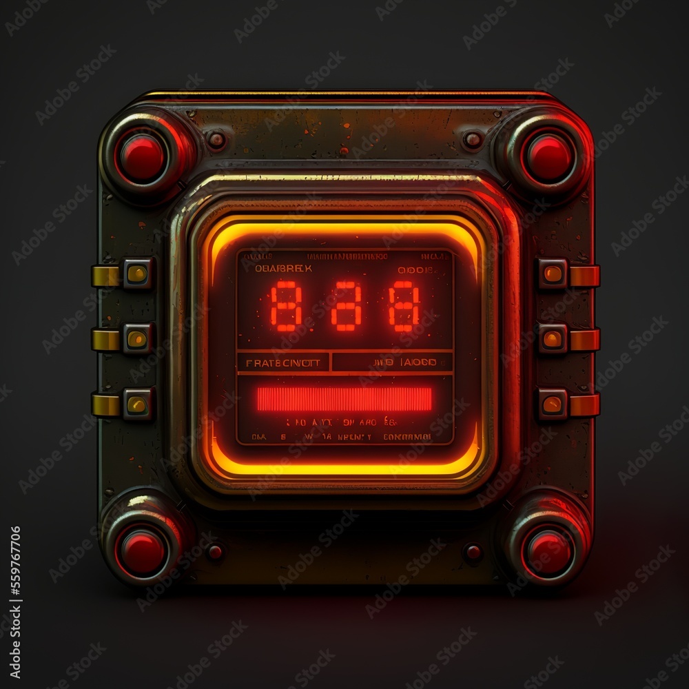 Futuristic sci-fi health bar indicator device interface for cyberpunk ...
