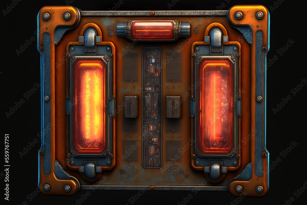 Futuristic sci-fi health bar indicator device interface for cyberpunk ...