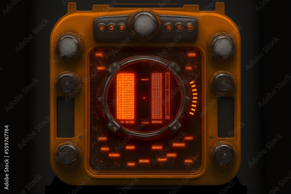 Futuristic sci-fi health bar indicator device interface for cyberpunk ...